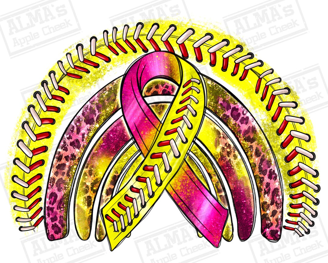 Breast Cancer Softball Rainbow Png Sublimation Design Download, Cancer ...