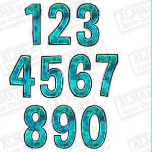 Turquoise Alphabet Thumbnail Png Files Bundle, Turquoise Doodle Letters ...