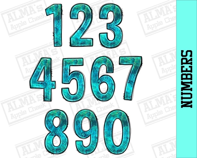 Turquoise Alphabet Thumbnail Png Files Bundle Turquoise - Etsy