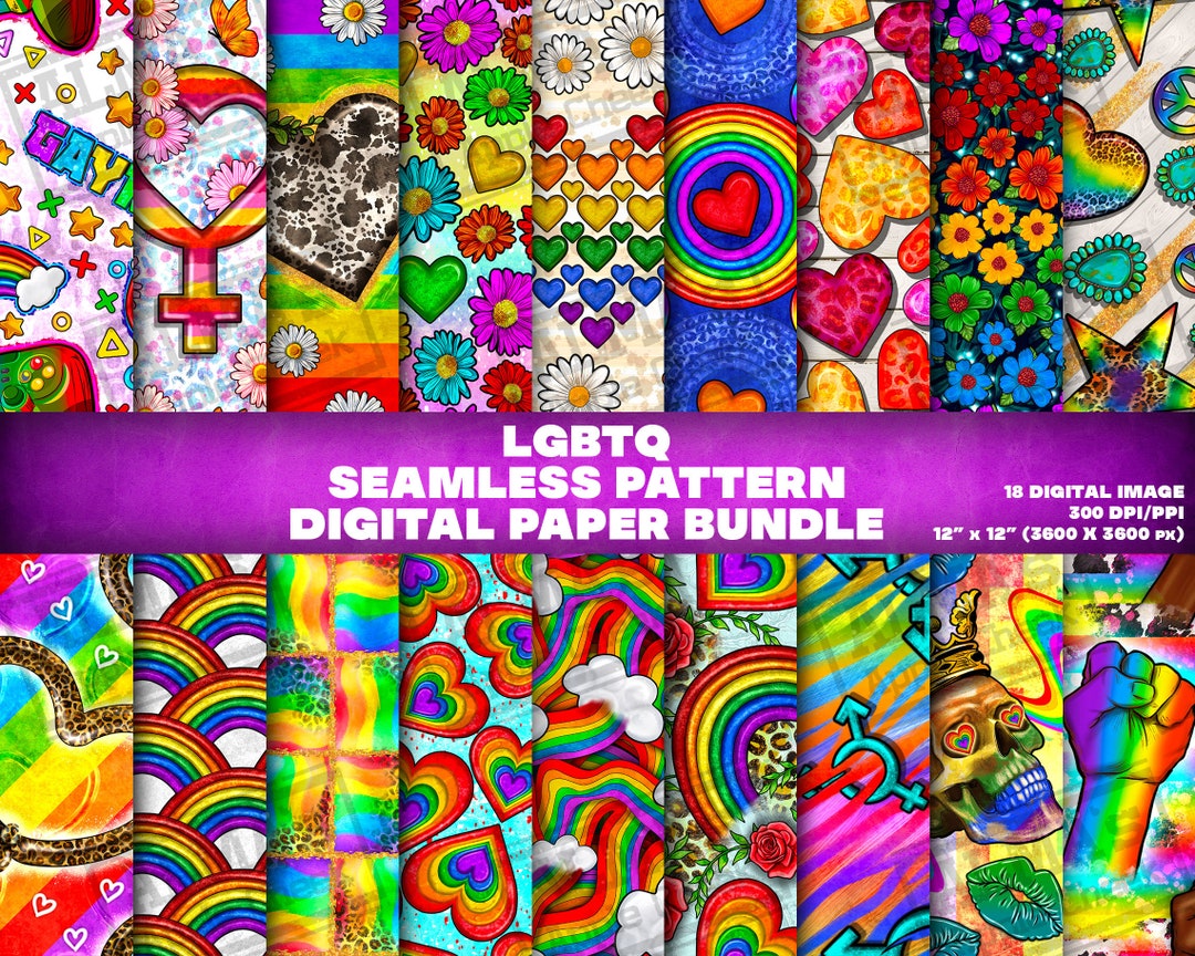 18 Digital Paper, Pride Seamless Pattern Digital Paper Bundle Png ...