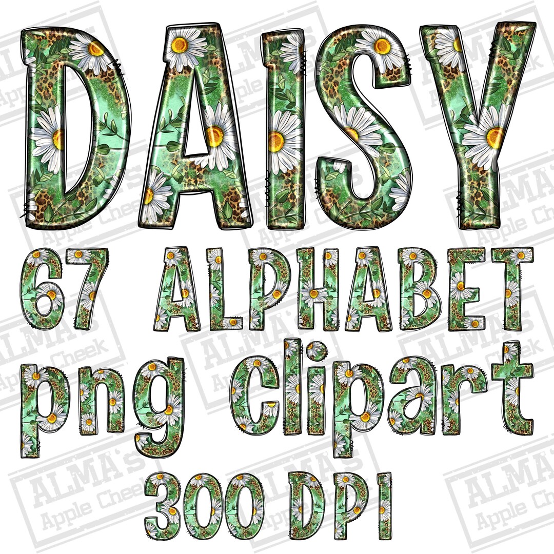 Daisy Alphabet Thumbnail Png Files Bundle, Daisy Doodle Letters Png ...