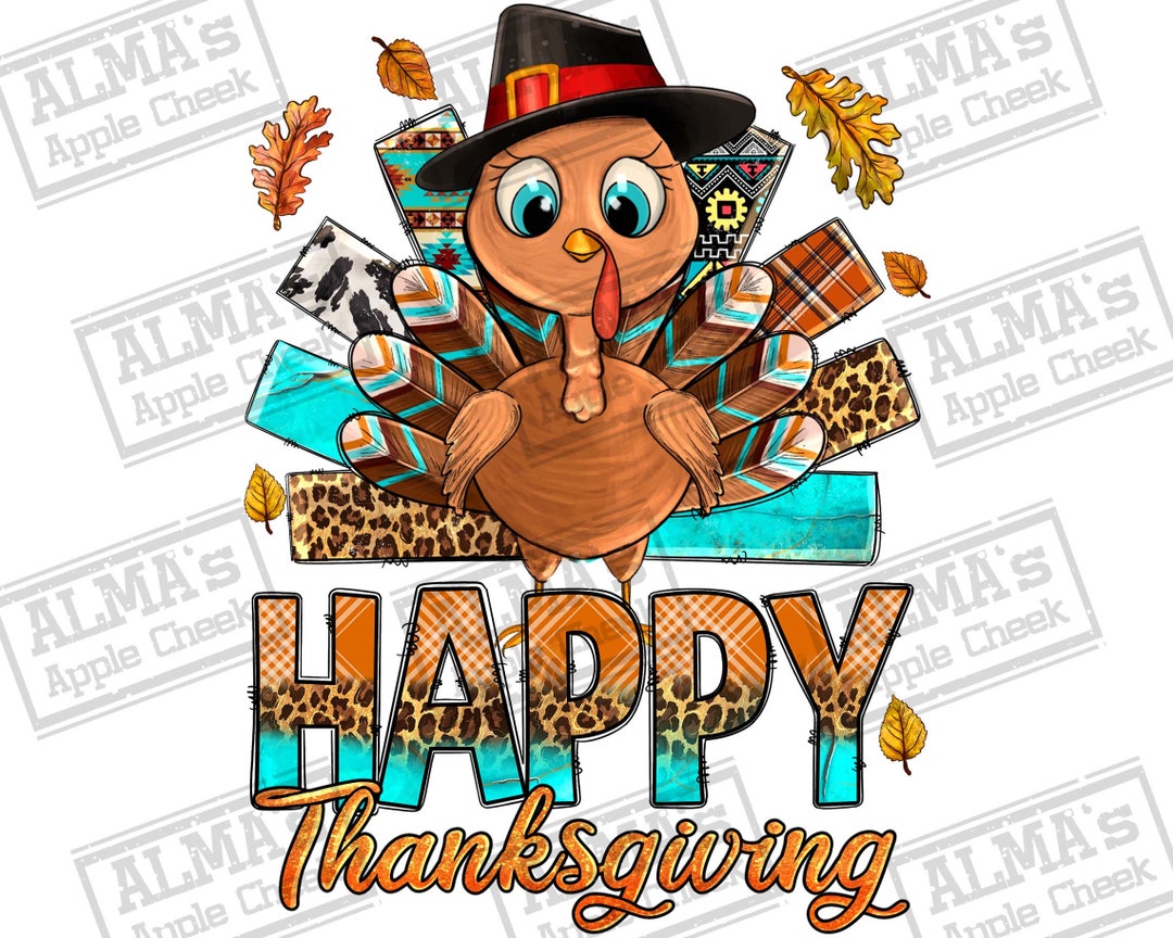 Happy Thanksgiving Turkey Png Sublimation Design Download, Happy ...