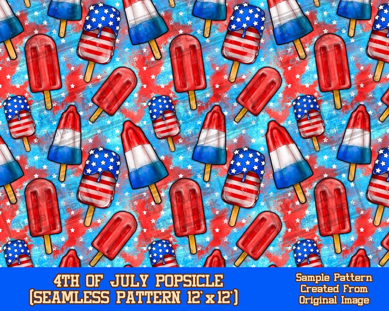 4th of July Popsicle Seamless Pattern Digital Paper American - Etsy