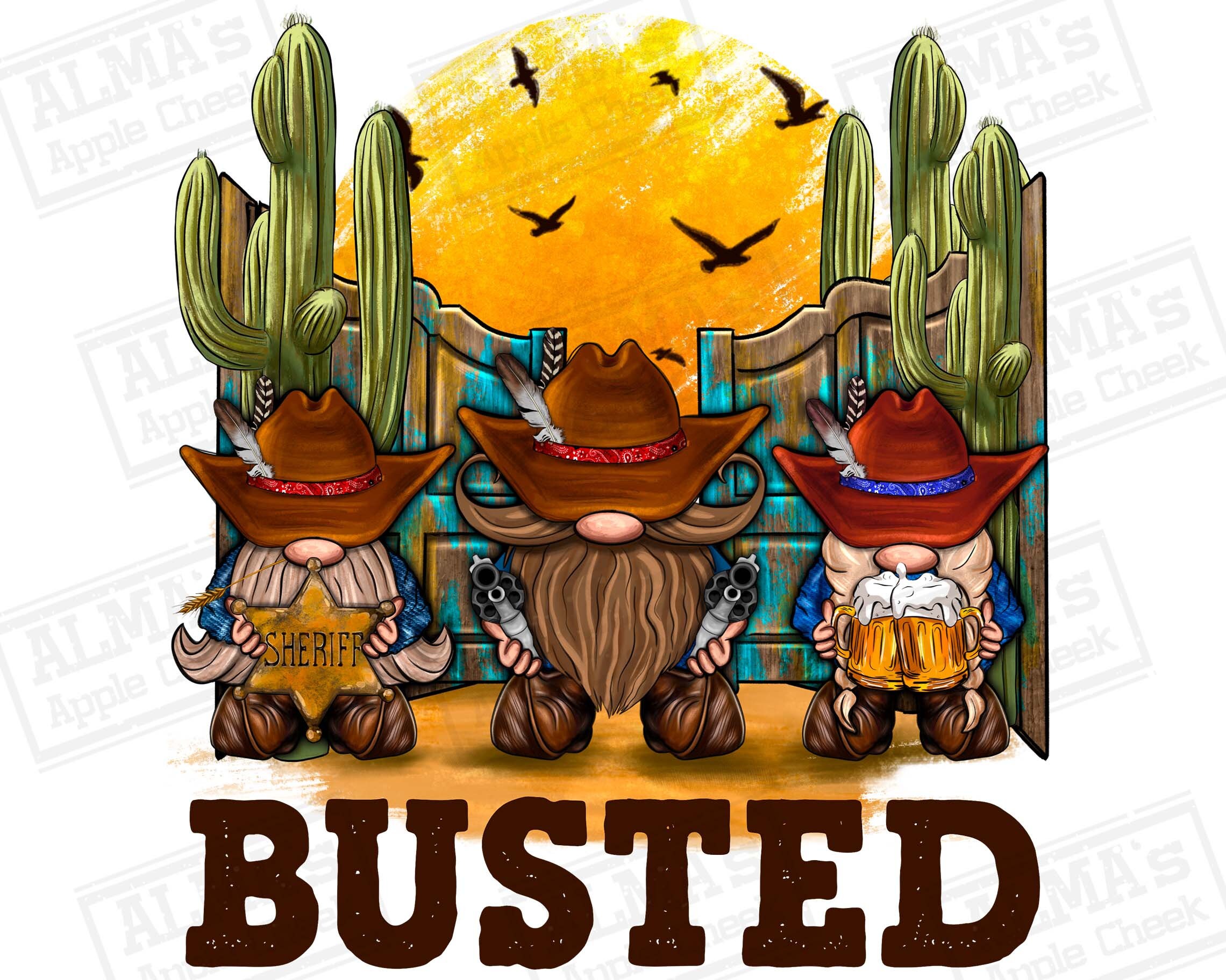 Busted Cowboy Gnomies Png Sublimation Design Download, Cowboy Png ...
