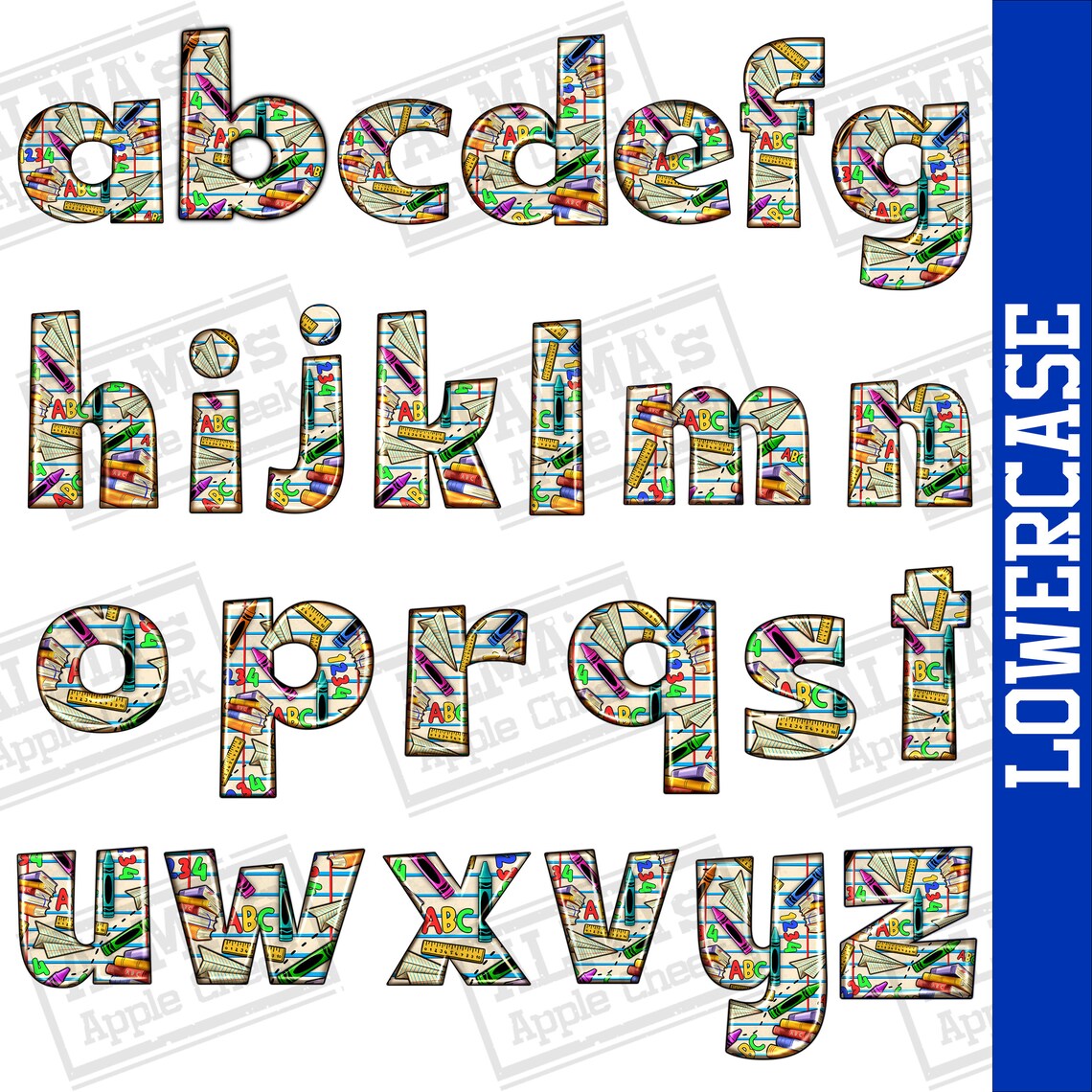 School Alphabet Bundle Png, School Doodle Letters Png, School Letters ...