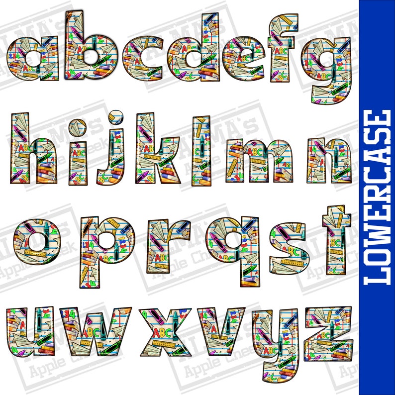 School Alphabet Bundle Png, School Doodle Letters Png, School Letters ...