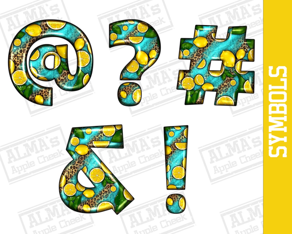 Lemon Alphabet Bundle Png, Lemon Doodle Letters Png, Lemon Letters Png ...