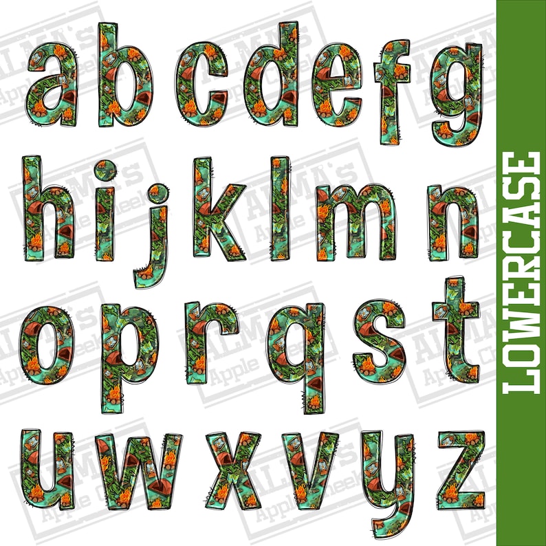 Camping Alphabet Bundle Png, Camping Doodle Letters Png, Camping ...