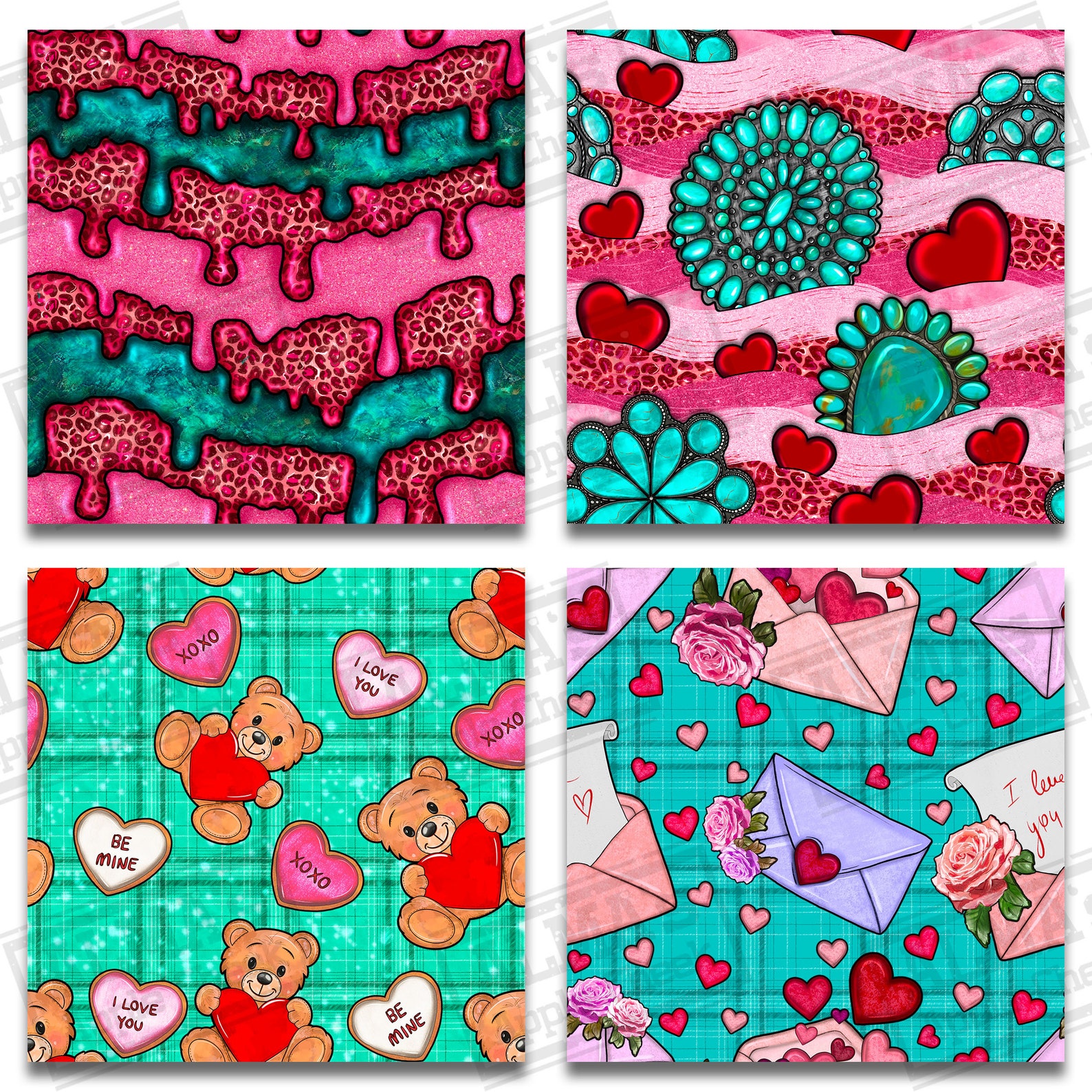 17 Digital Paper, Valentine's Day Seamless Pattern Digital Paper Bundle ...
