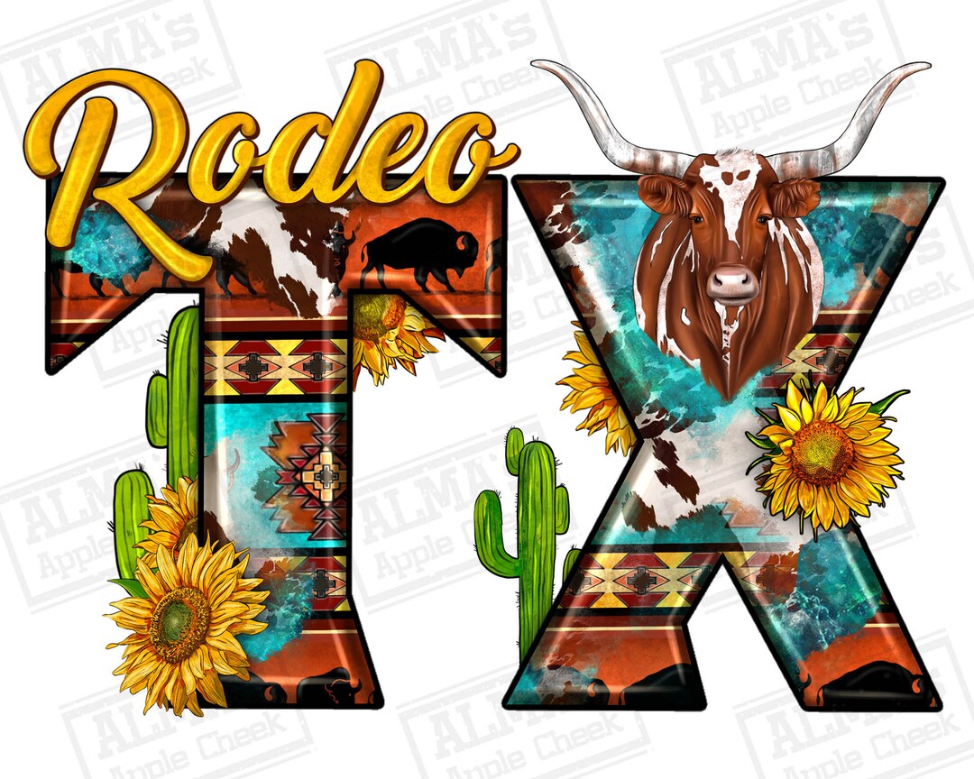 Texas Rodeo With Longhorn Png Sublimation Design Download, Western ...