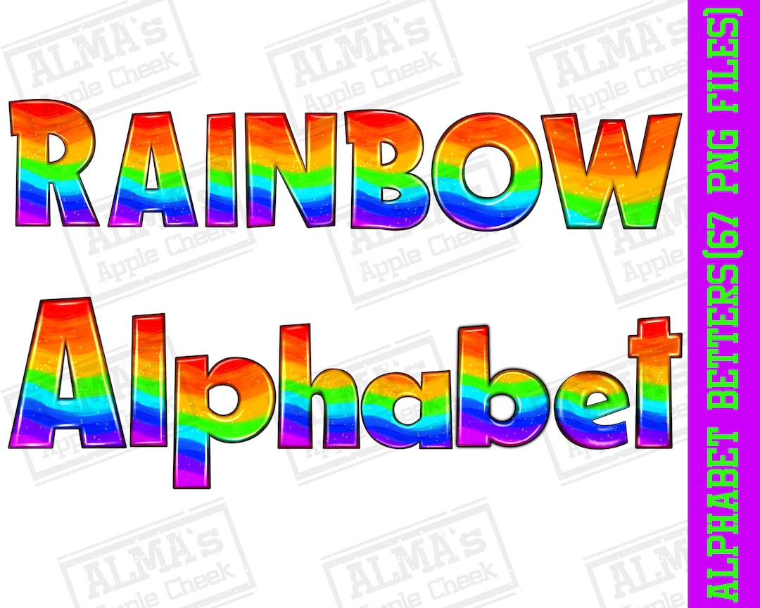 Rainbow Alphabet Png Files Bundle, Rainbow Doodle Letters Png, Rainbow ...