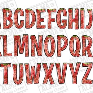 Strawberry Alphabet Thumbnail Png Files Bundle, Strawberry Doodle ...