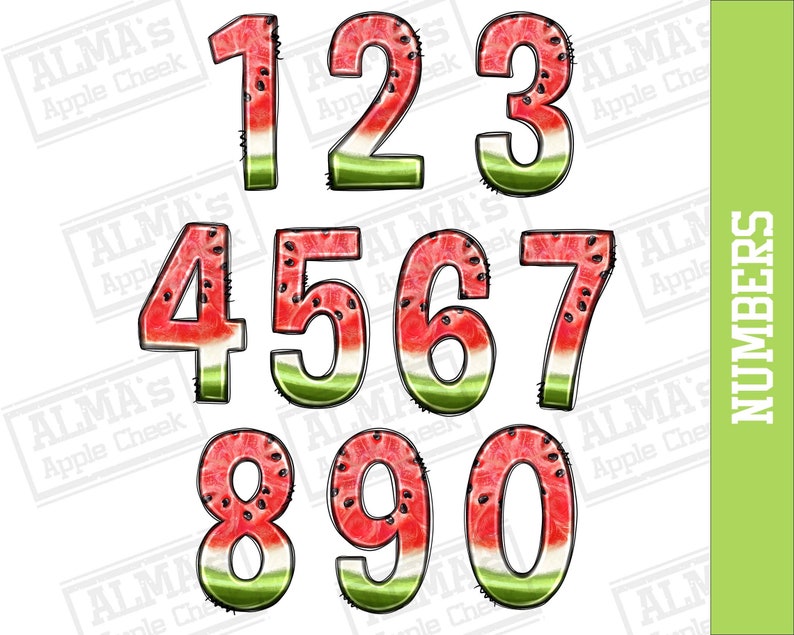 Watermelon Alphabet Bundle Png Watermelon Doodle Letters Png - Etsy