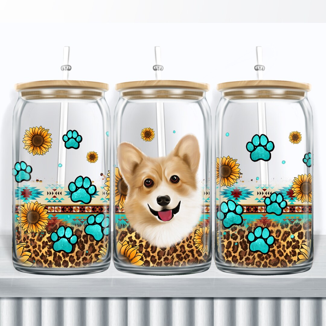 Western Corgi Dogs 16 Oz Libbey Glass Wrap Png, Libbey Cup Wrap Png ...