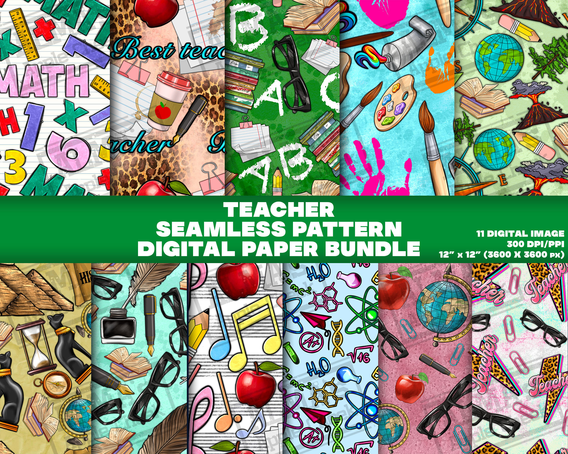 11 Digital Paper Teacher Seamless Pattern Digital Paper - Etsy