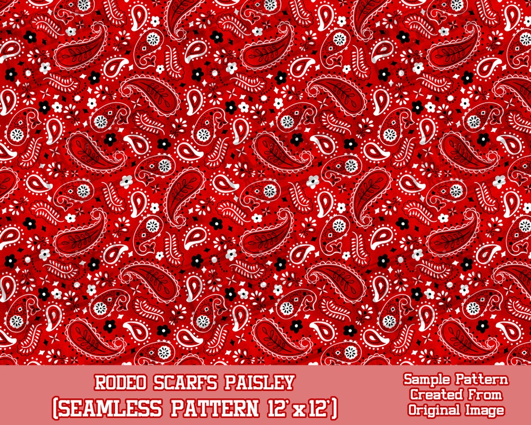 Rodeo Cowboy Scarfs Paisley Seamless Pattern Digital Paper, Digital ...