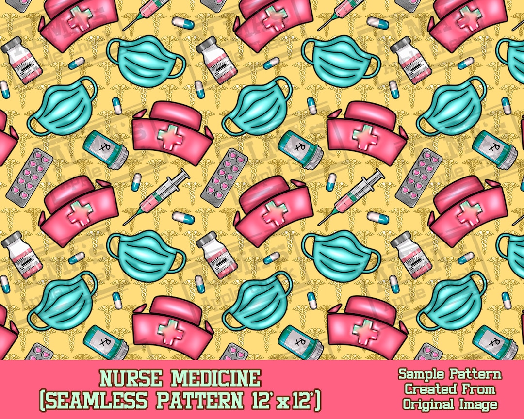 Nurse Medicine Seamless Pattern Digital Paper, Nurse Digital Seamless ...