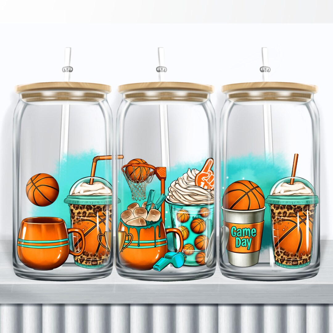 Basketball Coffee Cups 16 Oz Libbey Glass Wrap Png, Libbey Wrap Png ...