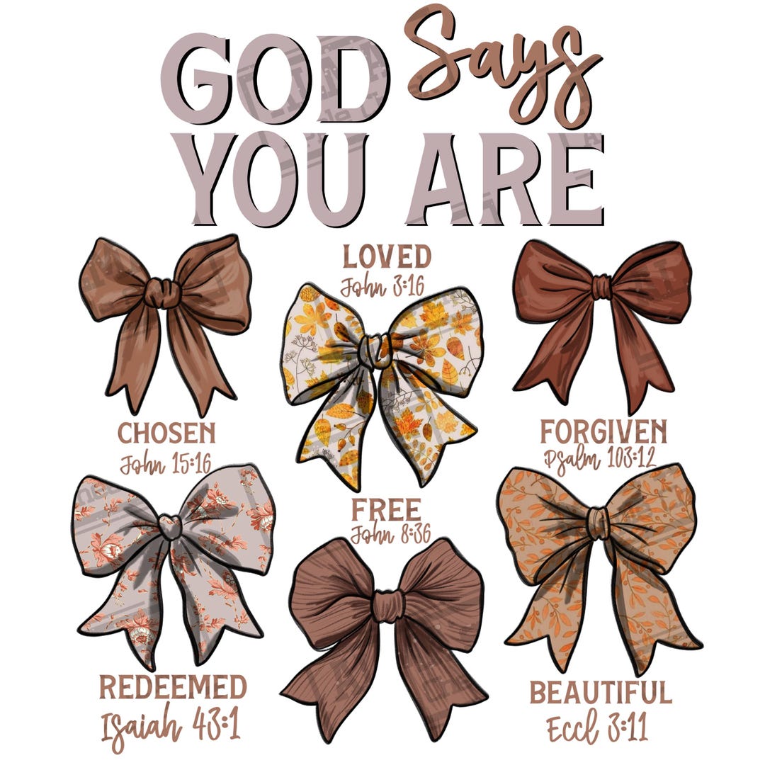 God Says You Are Png Sublimation Design Download, Coquette Bow Png ...