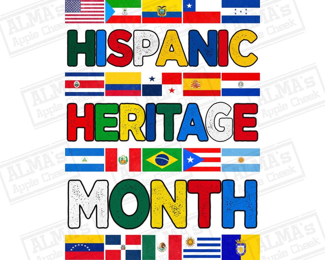 Hispanic Heritage Month Flags Png Sublimation Design Download, Hispanic ...