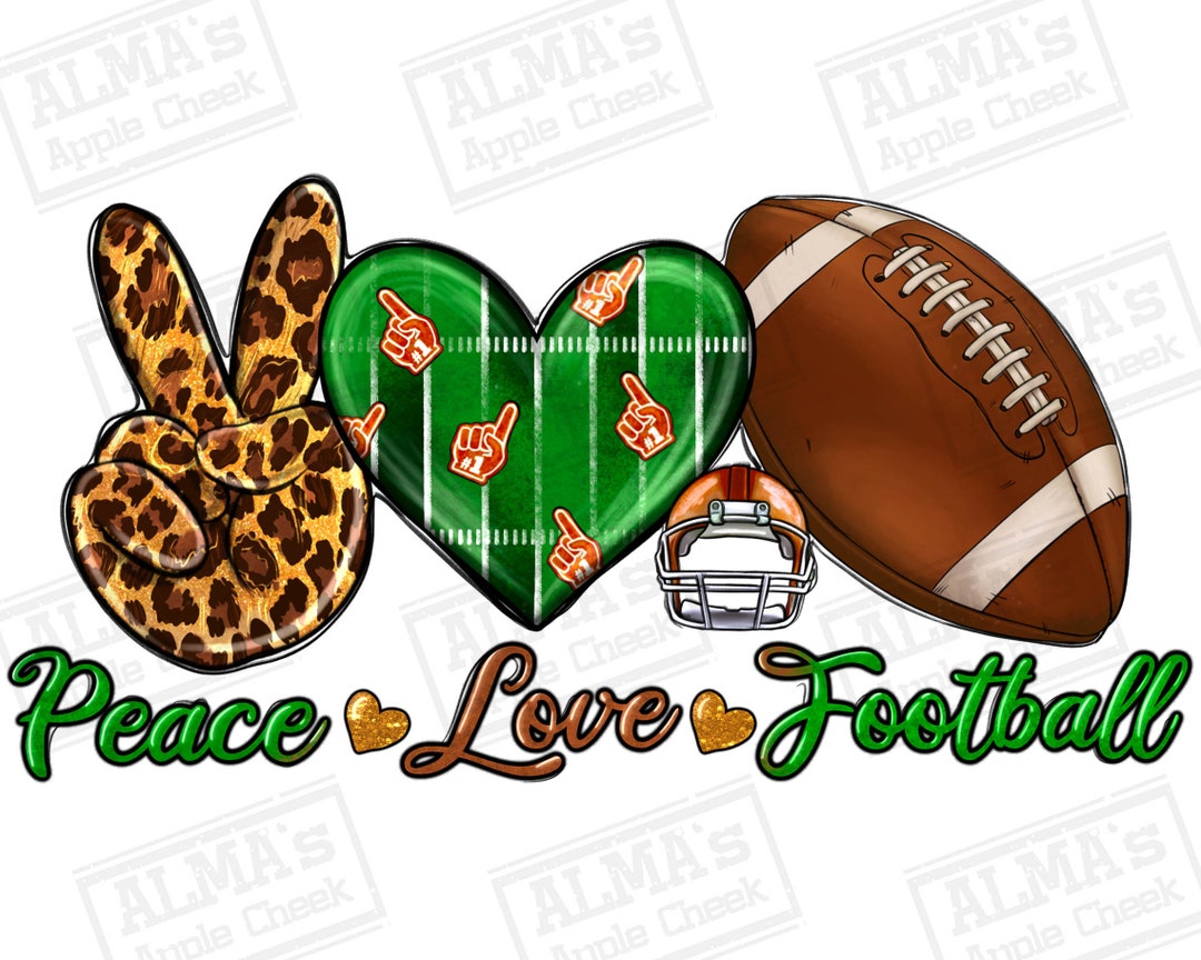 Peace Love Football Png Sublimation Design Download, Football Png ...