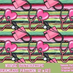 Nurse Stethoscope Seamless Pattern Digital Paper, Nurse Digital ...