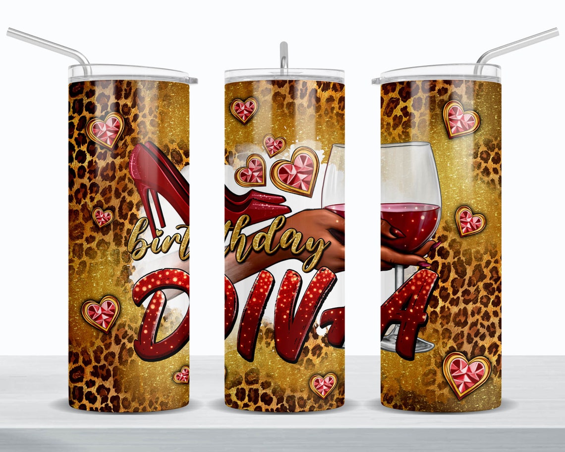 Birthday Diva 20 Oz Skinny Tumbler Png Tumbler Wrap Png - Etsy