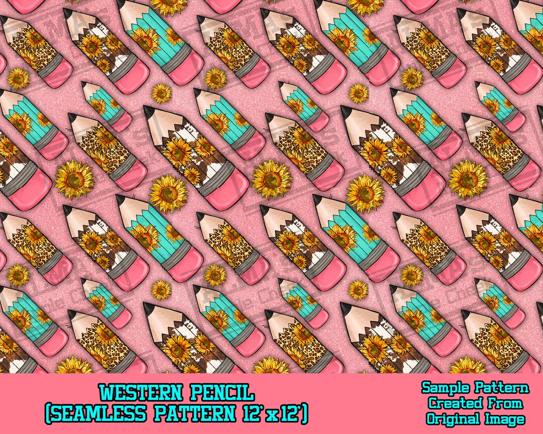 Western Pencil Seamless Pattern Digital Paper, Pencil Digital Seamless ...