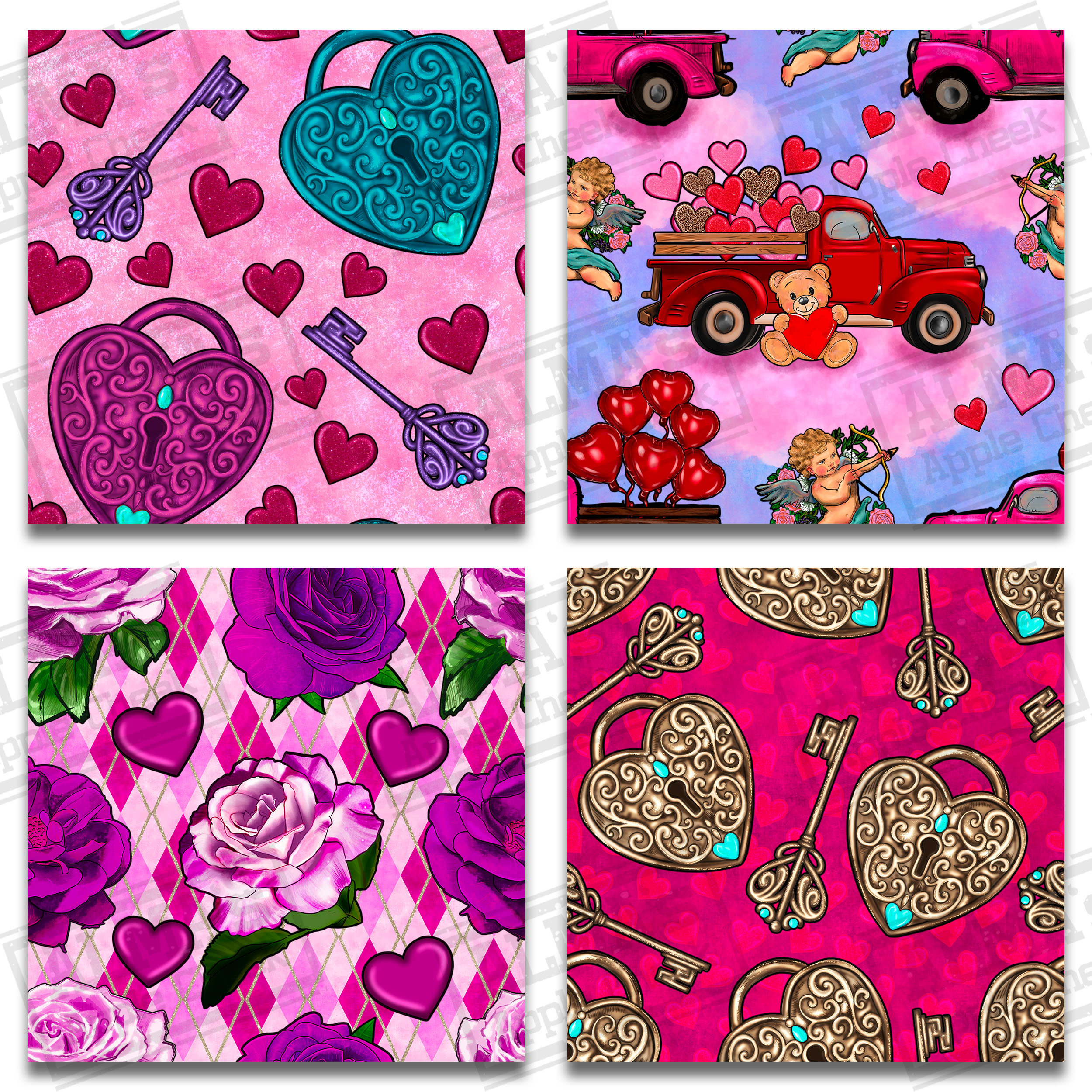 17 Digital Paper, Valentine's Day Seamless Pattern Digital Paper Bundle ...