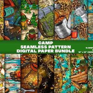 14 Digital Paper, Camp Seamless Pattern Digital Paper Bundle Png ...