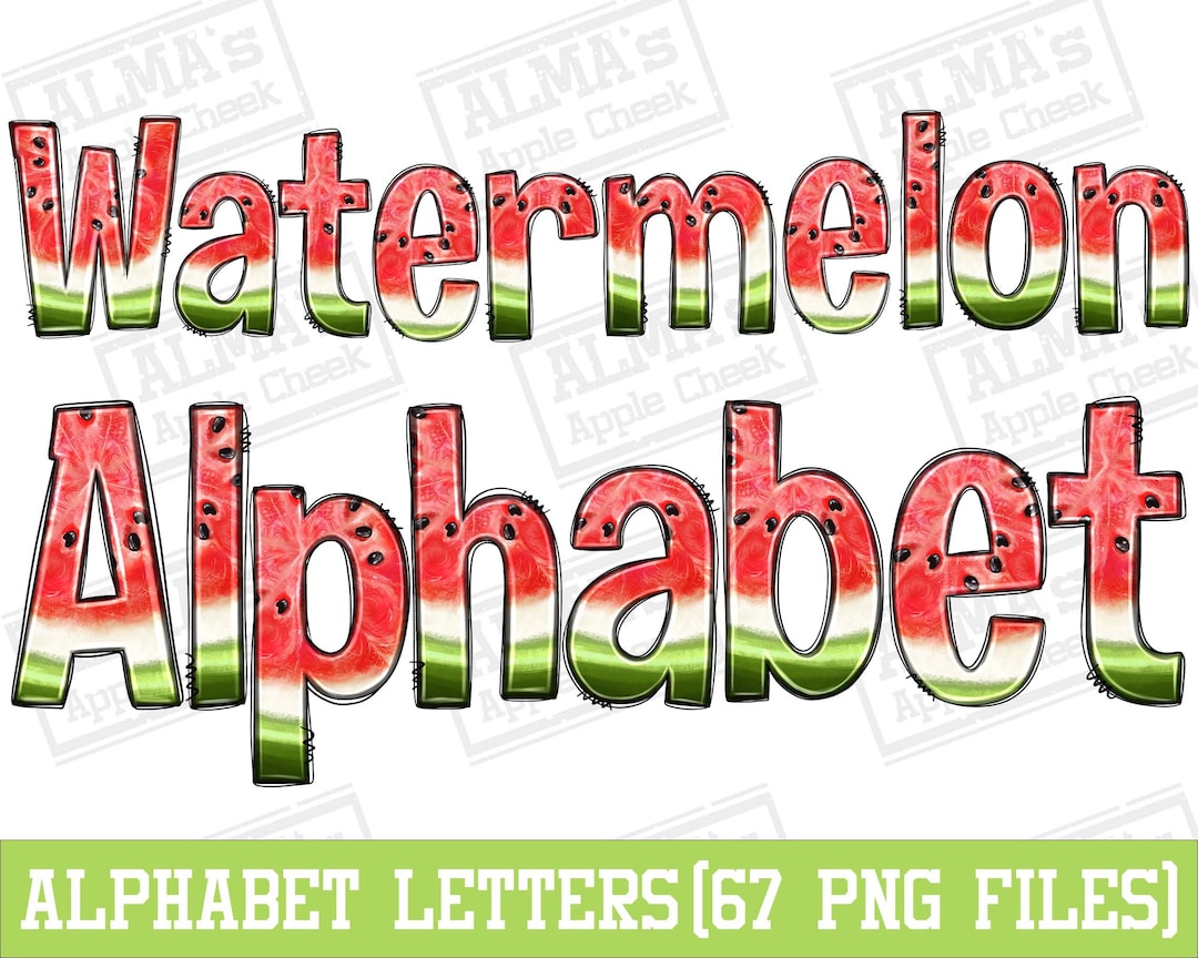 Watermelon Alphabet Bundle Png, Watermelon Doodle Letters Png ...