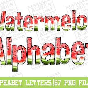 Watermelon Alphabet Bundle Png, Watermelon Doodle Letters Png ...