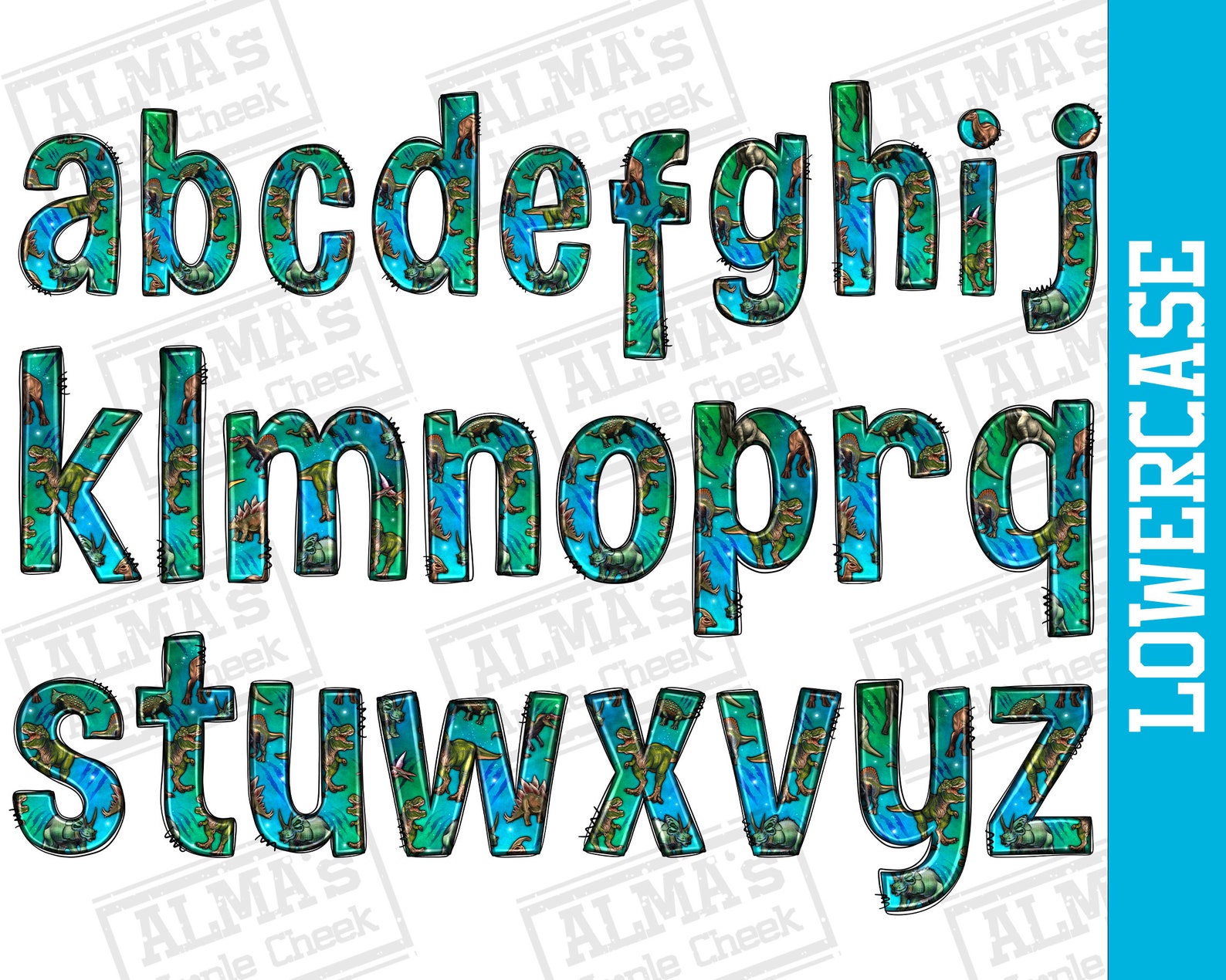 Dinosaur Alphabet Bundle Png Dinosaur Doodle Letters Png - Etsy