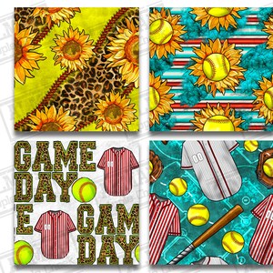 12 Digital Paper, Softball Seamless Pattern Digital Paper Bundle Png ...