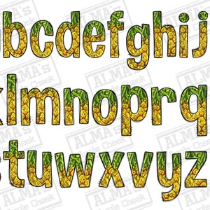 Pineapple Alphabet Bundle Png, Pineapple Doodle Letters Png, Pineapple ...