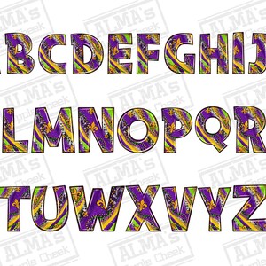 Mardi Gras Alphabet Bundle Png, Mardi Gras Doodle Letters Png, Mardi ...