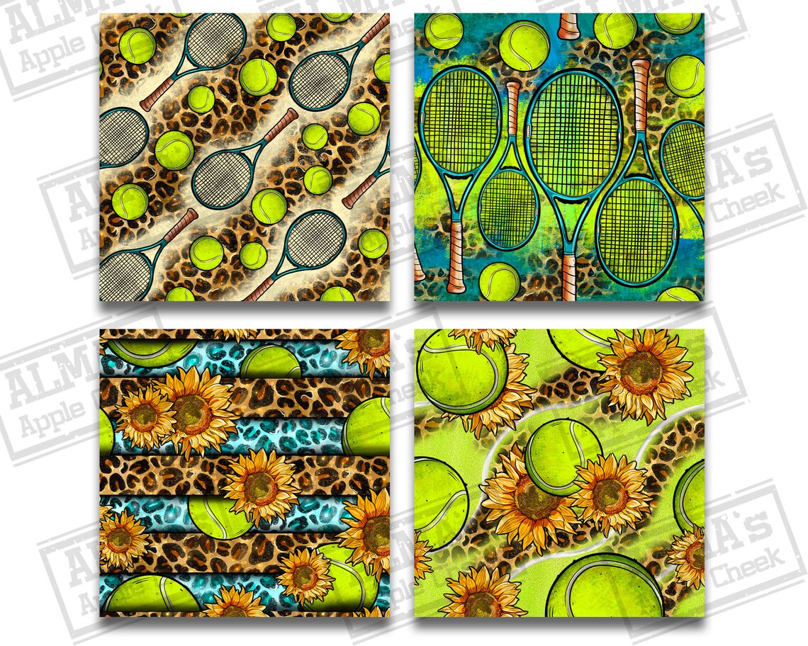 12 Digital Paper, Tennis Seamless Pattern Digital Paper Bundle Png ...
