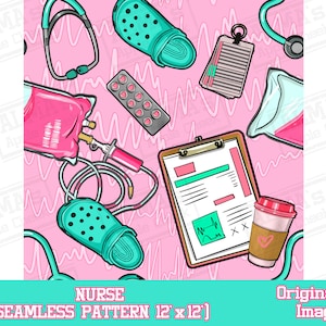 Nurse Seamless Pattern Digital Paper, Nurse Digital Seamless Pattern ...