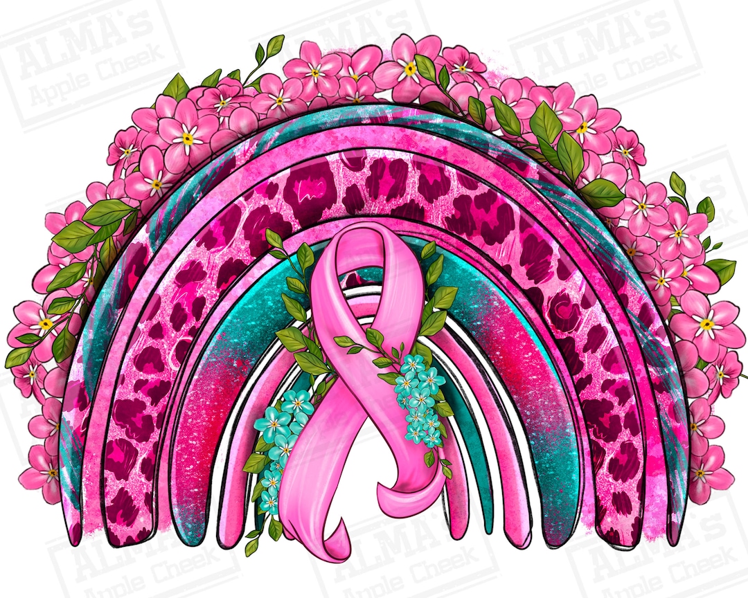 Breast Cancer Ribbon Rainbow Png Sublimation Design Download, Cancer ...