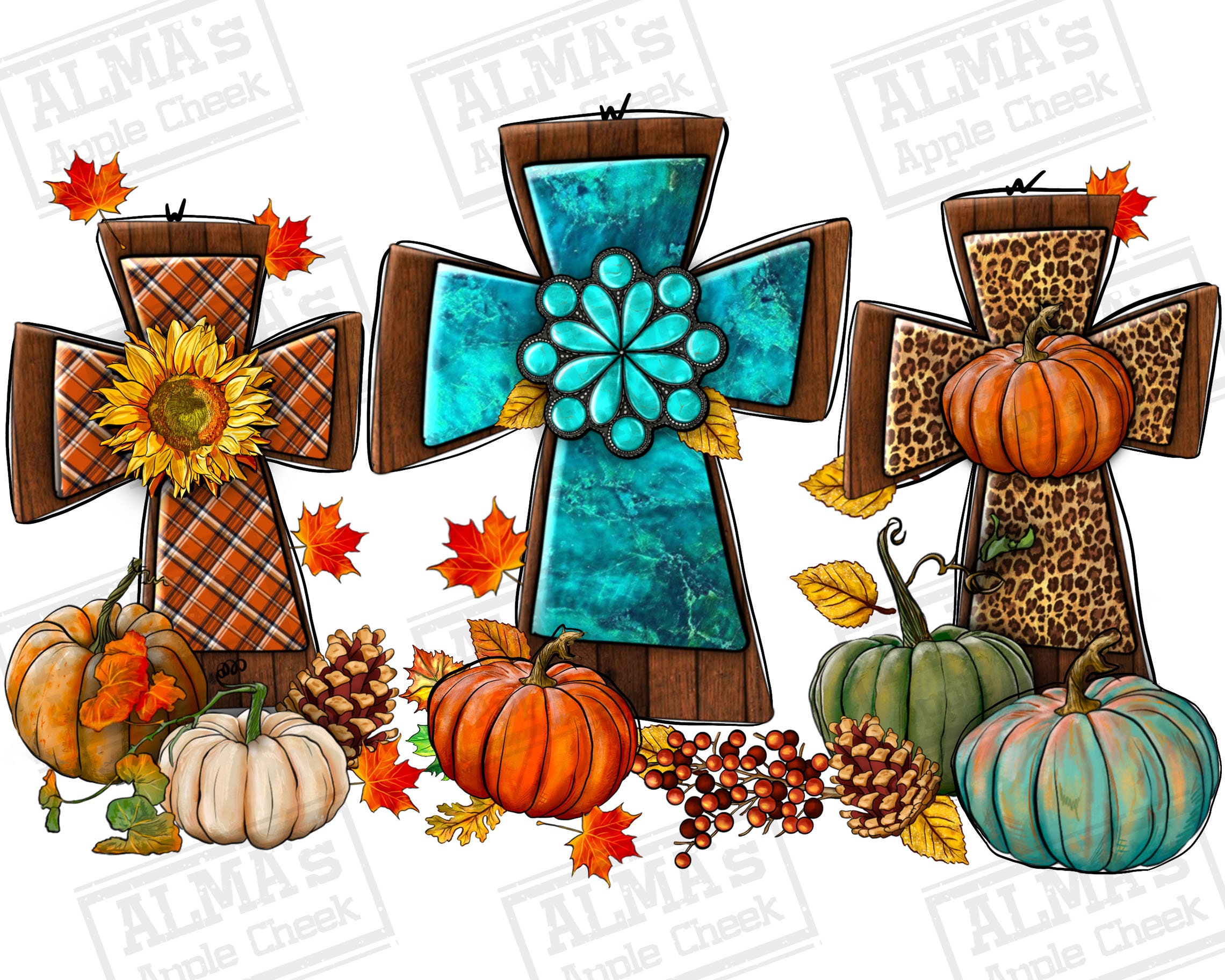 Fall Three Cross Png Sublimation Design Download Fall Vibes - Etsy