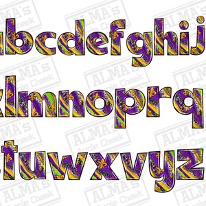Mardi Gras Alphabet Bundle Png, Mardi Gras Doodle Letters Png, Mardi ...