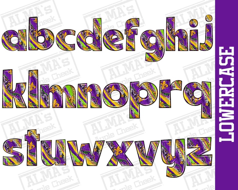 Mardi Gras Alphabet Bundle Png Mardi Gras Doodle Letters Png - Etsy