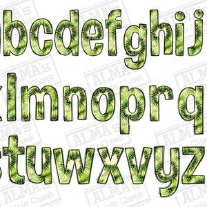 Kiwi Alphabet Bundle Png, Kiwi Doodle Letters Png, Kiwi Letters Png ...