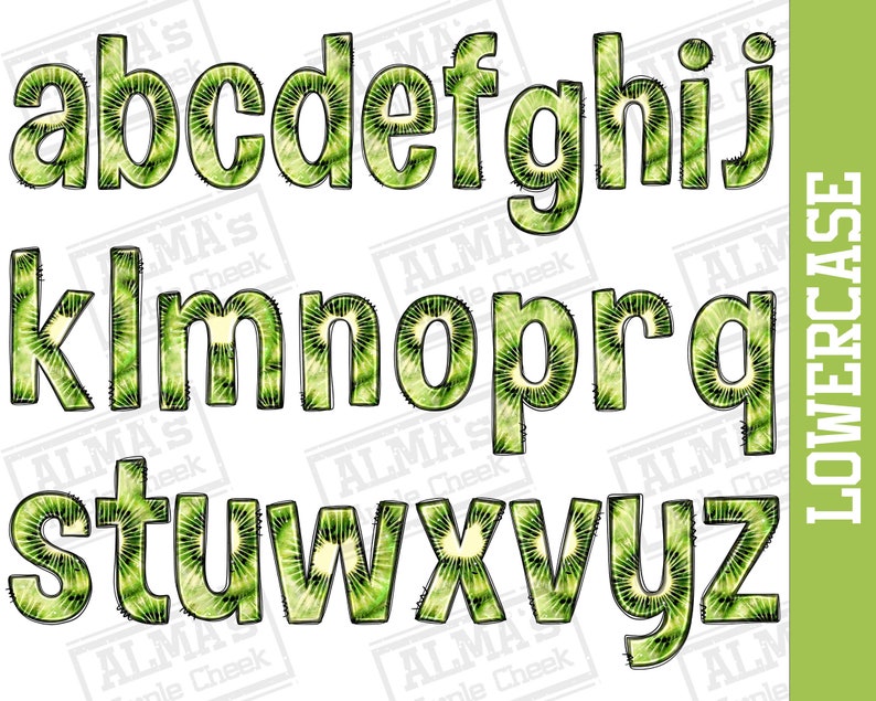 Kiwi Alphabet Bundle Png Kiwi Doodle Letters Png Kiwi - Etsy