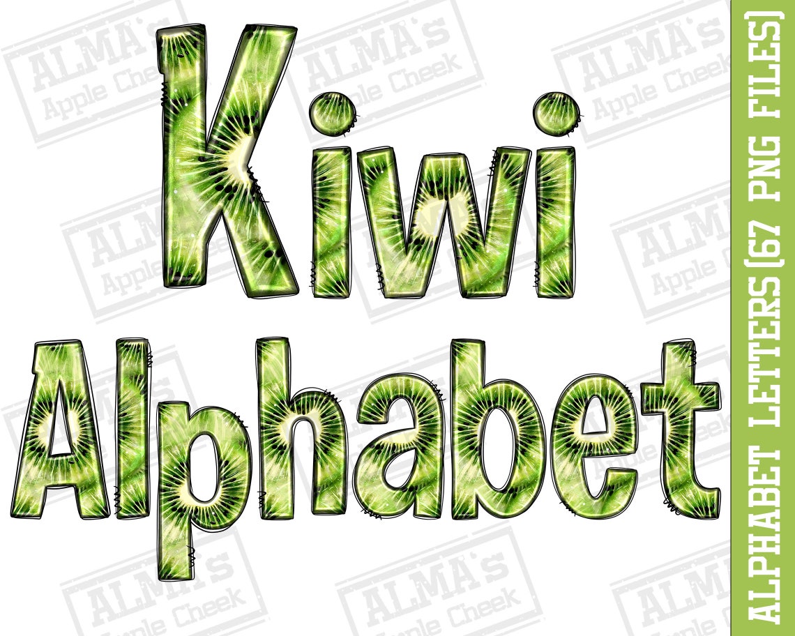 Kiwi Alphabet Bundle Png Kiwi Doodle Letters Png Kiwi - Etsy
