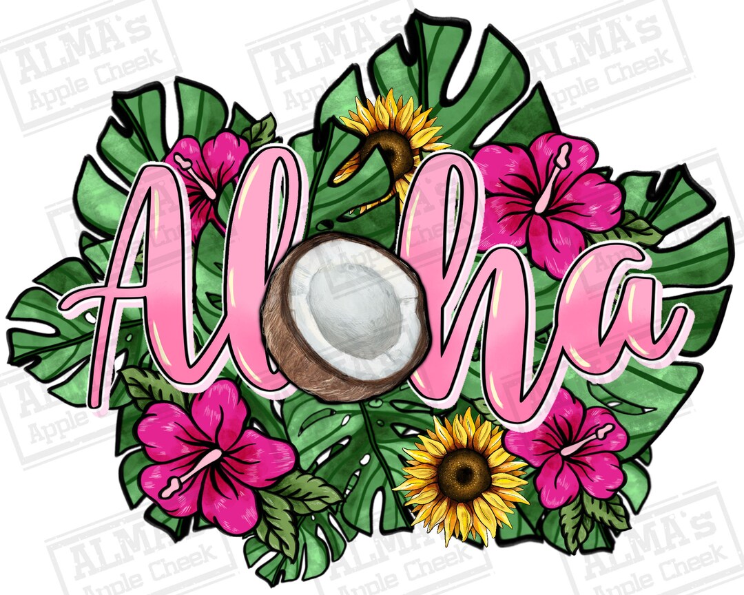 Aloha Coconut Png Sublimation Design Download, Hello Summer Png ...