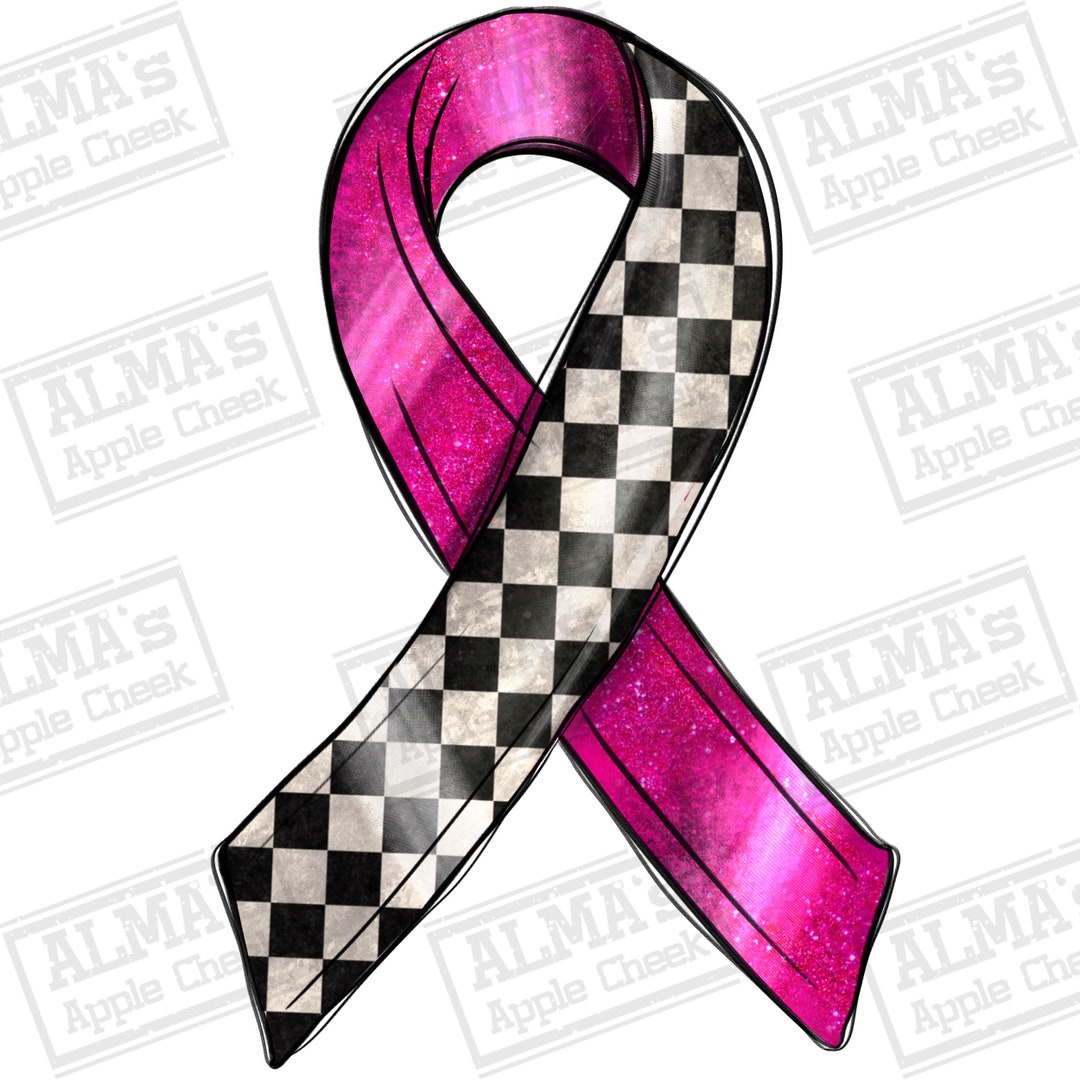 Breast Cancer Race Checkered Flag Ribbon Png Sublimation Design ...