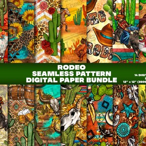 14 Digital Paper, Rodeo Seamless Pattern Digital Paper Bundle Png ...