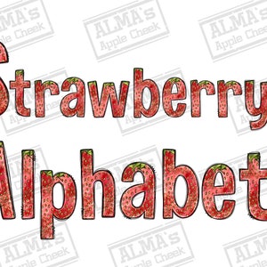 Strawberry Alphabet Thumbnail Png Files Bundle, Strawberry Doodle ...