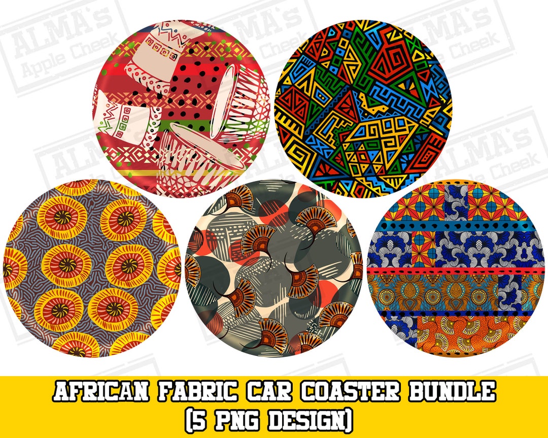African Fabric Png Sublimation Design Bundle, African Car Coaster Png ...